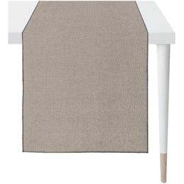 Apelt Tischl&auml;ufer &raquo;Stone&laquo; mit Kettelrand beige Leinen, Polyester B/L: 140cm x 46cm, 1 Stk., rechteckig