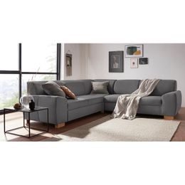 DOMO collection Ecksofa &raquo;Incanto kubische Formensprache, komfortabel, flache Armlehnen, L-Form&laquo; wahlweise mit Bettfunktion grau B/H/T: 260cm x 81cm x 