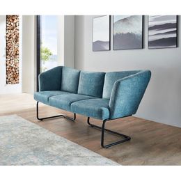 K+w Komfort & Wohnen K+W Komfort & Wohnen Polsterbank &raquo;Mikkado Tube&laquo; in abgerundeter Form, Rundrohrkufe lang, in 2 Breiten 192 oder 242 cm blau Holzwerkstoff, Metall B/H/T
