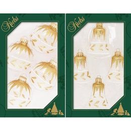 Christbaumschmuck &raquo;Kugeln und Glocken, Weihnachtsdeko, Christbaumschmuck&laquo; mit goldfarbenem Motiv, handdekoriert gold Glas Einheitsgr&ouml;&szlig;e