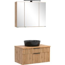 Welltime Badm&ouml;bel-Set &raquo;, Carlton Waschtisch-Set, 80 oder 120 cm, gestreift&laquo; 2 Stk. tlg. schwarz Holzwerkstoff Set 12: 2tlg. Waschtisch-Set 80cm: 