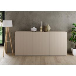 Home Affaire Sideboard &raquo;Rio Breite 181 cm, Kommode mit 3 T&uuml;ren, Anrichte,&laquo; geriffelte MDF-Fronten, modern u. elegant, viel Stauraum beige B/H/T: 181cm