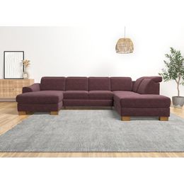 Home Affaire Wohnlandschaft &raquo;Dundee U-Form&laquo; wahlweise mit Kopfteilverstellung und zus&auml;tzlich mit Schlaffunktion lila Flachgewebe (100% Polyester) B/H/