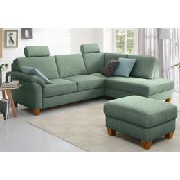 OTTO home Ecksofa &raquo;Borkum L-Form, B: 249 cm - OTTO. Verl&auml;ssliche Qualit&auml;t.&laquo; optional Schlaffunktion, Federkern gr&uuml;n Struktur (100% Polyester);Luxus-