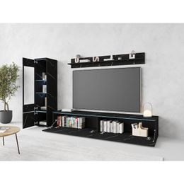 Home Affaire Wohnwand &raquo;VERA I, Vitrinen T&uuml;ranschlag links/rechts wechselbar&laquo; Komplett-Set, 3 Stk. tlg. schwarz B/H/T: 230cmcm x 130cmcm x 33cmcm, ohne