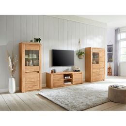 OTTO home Wohnwand &raquo;BURANO 3-teilig, Lowboard mit Kabeldurchf&uuml;hrung, 290cm Breite&laquo; Set, 3 Stk. tlg. braun Holz teilmassiv Holzwerkstoff eichefarben (
