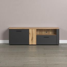 Home Affaire TV-Bank &raquo;Estepona&laquo; 1 Stk. tlg. TV-Board, 2 T&uuml;ren, 1 Schublade, 1 Fach - (B/T/H) 150/42/50 cm schwarz B/H/T: 150cm x 50cm x 42cm, 1 Stk., 