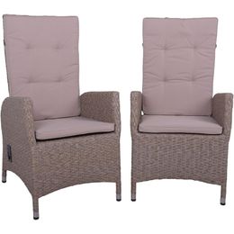 Garden Pleasure Armlehnstuhl &raquo;BRAGA&laquo; () 2er Set braun Aluminium, Kunststoff B/H/T: 68cm x 109cm x 60cm, Polyester
