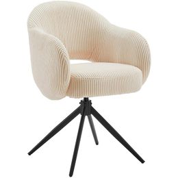 Salesfever Armlehnstuhl &raquo;Manchester Cord-Bezug&laquo; () 1 Stk.Esszimmerstuhl mit 360&deg; Drehfunktion und Taschenfederkern beige Metall, Polyester B/H/T: 58cm
