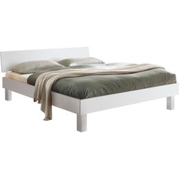Hasena Holzbett &raquo;Forti&laquo; Fu&szlig;h&ouml;he 20 cm wei&szlig; MDF Liegefl&auml;che L&auml;nge B: 200cm x 140cm, H&ouml;he Bett: 36cm H&ouml;he Bettseite: 16cm H&ouml;he Liegefl&auml;che: variabel