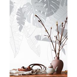 Livingwalls living walls Vliestapete &raquo;House of Turnowsky Fototapete Bl&auml;tter&laquo; gemustert matt neutral glatt Palmenbl&auml;tter Tapeten Wohnzimmer Schlafzimmer K&uuml;che 