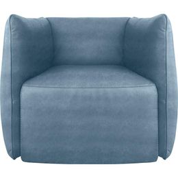 Egoitaliano Sessel &raquo;Ludo Loungesessel, Designsessel, Clubsessel, elegant und zeitlos&laquo; mit tollem Sitzkomfort, Solit&auml;rsessel blau Luxus-Micofaser Lederoptik (100% 