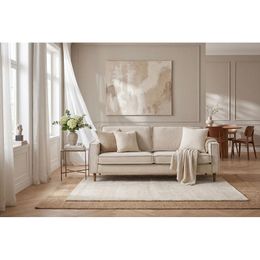OTTO home 3-Sitzer &raquo;Pinto Skandi, 206 cm, Chenille, Struktur&laquo; mit Keder, Massivholzf&uuml;&szlig;e Eiche ger&auml;uchert, Wellenunterfederung 100% Polyester B/H/T: 