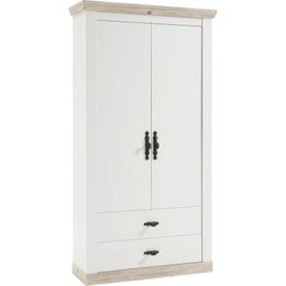 Home Affaire Garderobenschrank &raquo;Florenz&laquo; H&ouml;he ca, 200 cm wei&szlig; Holzwerkstoff B/H/T: 107cm x 201cm x 38cm, Schubladen: 2 Stk. T&uuml;ren: 2 Stk.