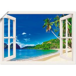 Artland Wandbild &raquo;Fensterblick Paradies&laquo; Fensterblick 1 Stk. tlg. als Alubild, Leinwandbild, Poster in verschied. Gr&ouml;&szlig;en wei&szlig; B/H/T: 70cm x 50cm, Poster 