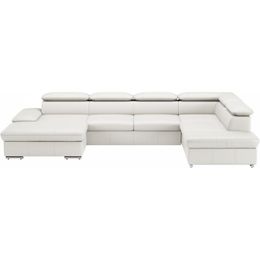 Sit & More sit&more Wohnlandschaft &raquo;Valantine U-Form, B: 349 cm&laquo; mit Arm- & Kopfteilverstellung, optional mit Schlaffunktion wei&szlig; NaturLEDER B/H/T: 349cm x 73cm 