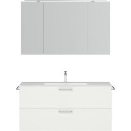 Nobilia Badm&ouml;bel-Set &raquo;Tolvina&laquo; vormontiert, mit Soft-Close, 2 Stk. tlg. wei&szlig; B/H/T: 121cmcm x 169cmcm x 48,7cmcm, Griffe edelstahlfarbig