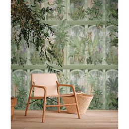 Livingwalls living walls Fototapete &raquo;Dschungeltapete Floral&laquo; gemustert matt neutral glatt Fototapete Antik Klassich Pflanzen Tapeten Wohnzimmer Schlafzimmer gr&uuml;n 