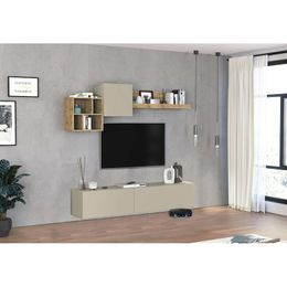 OTTO home TV-Wand &raquo;Chronos TV-Set, Wohnwand &ndash; Elemente frei platzierbar, Made in Italy&laquo; Set, 5-er set, 5 Stk. tlg. beige B/H/T: 220cmcm x 190cmcm x 