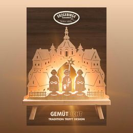 Weigla Lichterbogen &raquo;Dekoleuchte aus Holz mit Seiffener Kirche, NATUR, Made in Germany&laquo; 1 Stk. Erzgebirge garantiert, Weihnachtsdeko Innen, 