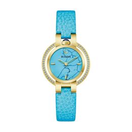 Bulova Damen Quarzuhr &raquo;Rubaiyat&laquo; Armbanduhr, Damenuhr, Lederarmband, analog, T&uuml;rkis blau Einheitsgr&ouml;&szlig;e