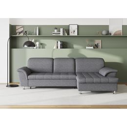 DOMO collection Ecksofa &raquo;FRANZI 278x170x81 cm, Steppung im Sitzbereich, L-Form&laquo; wahlweise mit Bettfunktion, Bettkasten und Kopfteilverstellung grau 