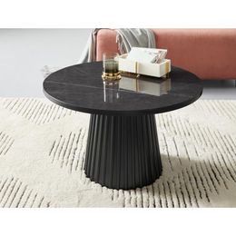 OTTO home Couchtisch &raquo;Roos&laquo; Keramikplatte in Marmor-Optik, geriffelter Fu&szlig;, Breite 80 cm schwarz MDF;Solid Ash;metal;ceramic B/H/T: 80cm x 45cm x 80cm