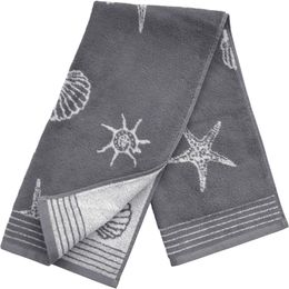 Dyckhoff Badetuch &raquo;Seashell&laquo; mit Muschelmuster grau Walkfrottee, Obermaterial: 100% Baumwolle B/L: 70cmx140cm, 1 Stk., Muscheln Seesterne, Walkfrottee