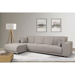 OTTO home Ecksofa &raquo;LEMPS wahlweise Recamiere links oder rechts L-Form&laquo; incl. Zierkissen, Stellma&szlig;e 297x162 cm grau 100% Polyester B/H/T: 297cm x 85cm 