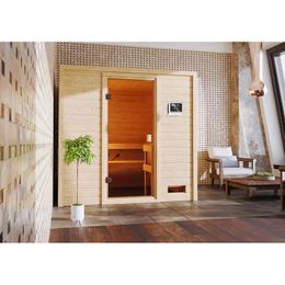 Karibu Sauna &raquo;"Ricky" mit bronzierter T&uuml;r, naturbelassen&laquo; aus hochwertiger nordischer Fichte beige ohne Ofen, ohne Steuerung, (ohne Ofen)
