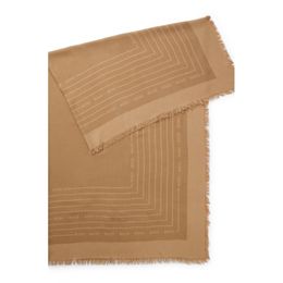 BOSS Damen BOSS Schal &raquo;Laik 120*120&laquo; mit BOSS-Logoschriftz&uuml;gen, rundum kleine Fransen beige Einheitsgr&ouml;&szlig;e