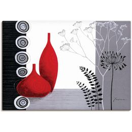 Artland Leinwandbild &raquo;Rote Vasen&laquo; Vasen & T&ouml;pfe 1 Stk. tlg. auf Holzrahmen gespannt grau Leinwand B/H/T: 70cm x 50cm, Leinwandbild Vasen & T&ouml;pfe Querformat, 1