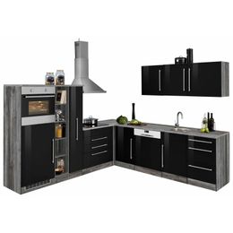 KOCHSTATION Winkelk&uuml;che &raquo;KS-Samos&laquo; Stellbreite 260x270 cm, wahlweise mit E-Ger&auml;ten und Induktion schwarz B/H/T: 260cm x 200cm x 60cm, ohne E-Ger&auml;te