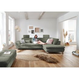 Die PlanBar Ecksofa &raquo;Ottomane MP-IN14007 L-Form, Breite 306 cm&laquo; wahlweise mit Schlaffunktion und verstellbaren Kopfst&uuml;tzen 100% Polyester B/H/T: 306cm