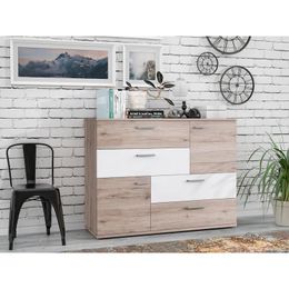 FORTE Kommode &raquo;Skive&laquo; Breite ca. 125 cm beige B/H/T: 125cm x 95,9cm x 41,3cm, 4 Schubk&auml;sten, 4 Stk., 2 Stk.