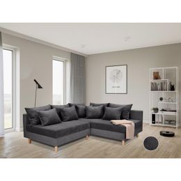 Collection AB Ecksofa &raquo;Anton L-Form, B: 201 cm&laquo; 5 Zierkissen, Federkern grau 100%Polyester B/H/T: 201cm x 186cm, Cord Luxus-Microfaser weich