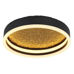 Globo LIGHTING Deckenleuchte &raquo;HEDI&laquo; LED-Modul 1 Stk. Warmwei&szlig; Schwarze Deckenleuchte mit Goldakzenten, Silikon wei&szlig;, LED 24W gold 1, &Oslash; 30cm H: 7,5cm, 