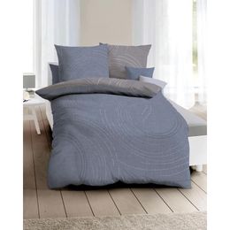 Kaeppel Wendebettw&auml;sche &raquo;JARO 100% Baumwolle&laquo; 3 Stk. mit Markenrei&szlig;verschluss, zeitloses Design, pflegeleicht grau Mako-Satin, Obermaterial: 100% Baumwolle B/
