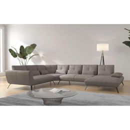 OTTO home Wohnlandschaft &raquo;Mikado U-Form&laquo; inkl. Sitztiefenverstellung und Armteilverstellung grau 100% Polyester B/H/T: 376cm x 88cm x 297cm, Breitcord