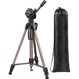 Hama Dreibeinstativ &raquo;Dreibein Fotostativ, 3-Wege-Kopf, Star 61, 60-153 cm&laquo; beige Schnellwechselplatte, Beschwerungshaken, Tragegriff