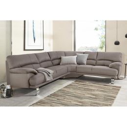 Trendmanufaktur Ecksofa &raquo;Cecilia II, in italienischen Design, bequem, hoher Sitzkomfort, L-Form&laquo; extrabreite Armlehnen f&uuml;r noch mehr Sitzkomfort braun
