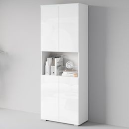 Home Affaire Aktenschrank &raquo;Vera, Mehrzweckschrank mit LED-Beleuchtung&laquo; Praktischer Stauraum mit h&ouml;henverstellbaren Ablageb&ouml;den, H. 182 cm wei&szlig; FSC -