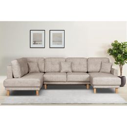 OTTO home Wohnlandschaft &raquo;TRIPLO U-Form wahlweise mit Schlaffunktion, B/T/H: 310/192/90 cm&laquo; Schlafsofa, auch mit Bettkasten, Steppung im R&uuml;ckenkissen 