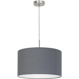Eglo H&auml;ngeleuchte &raquo;PASTERI&laquo; E27 H&auml;ngelampe, Wohnzimmer, Esszimmer, K&uuml;che, Textilschirm, 110x38cm grau 1, &Oslash; 38cm