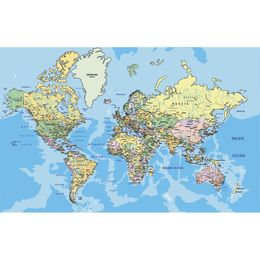 papermoon Fototapete &raquo;World Map&laquo; glatt bunt Vlies B/L: 3,5m x 2,6m, Bahnen: 7 Stk.