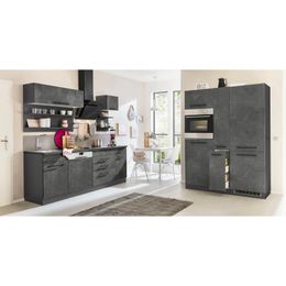 KOCHSTATION K&uuml;chenzeile &raquo;KS-Tulsa&laquo; ohne E-Ger&auml;te, Breite 360 cm, schwarze Metallgriffe, MDF Fronten bunt B/H/T: 360cm x 60cm
