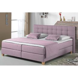 Home Affaire Boxspringbett &raquo;Moulay&laquo; inkl. Topper, in &Uuml;berl&auml;nge 220 cm, 3 H&auml;rtegrade, auch in H4 grau Samtstoff, Liegefl&auml;che B/L: 140cm x 220cm 