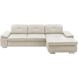 Die PlanBar Ecksofa &raquo;PN-IN16012 L-Form, Breite 309 cm&laquo; inkl. Sitztiefenverstellung, optional mit Kopfteilverstellung wei&szlig; B/H/T: 309cm x 85cm x 195cm,