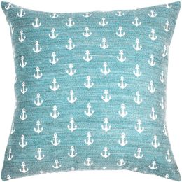 Pad Dekokissen &raquo;ANCRE&laquo; Made in Europe, Kissenh&uuml;lle ohne F&uuml;llung, 1 St&uuml;ck blau Obermaterial: 64% Baumwolle, 18% Polyacryl, 12% Polyester, 4% Wolle, 2% 