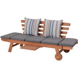 Garden Pleasure Gartenbank &raquo;RINCON&laquo; Set, inkl. Auflagen beige FSC -zertifiziertes Massivholz, Polyester B/H/T: 190cm x 77,5cm x 68cm